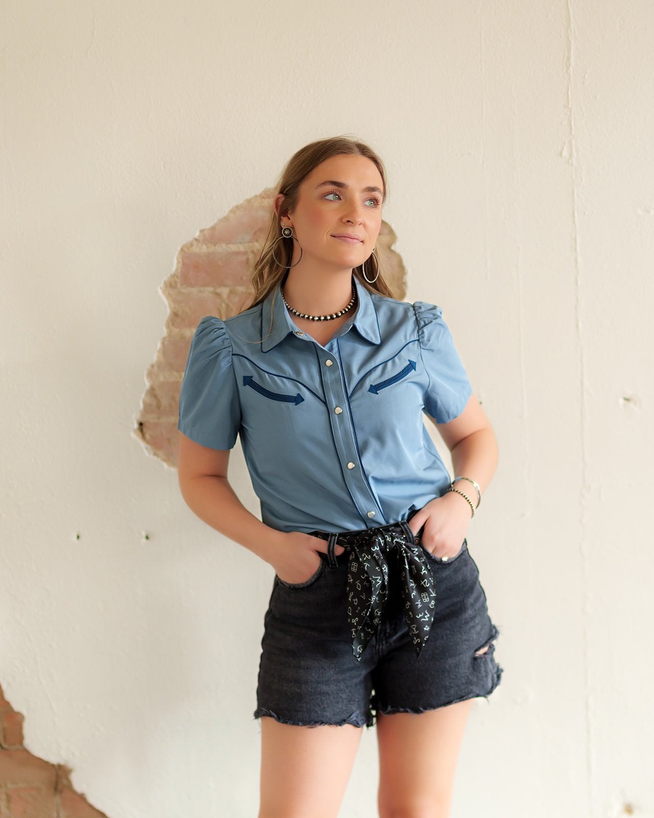 Pearl Snap, Blue/Navy SS HH2707 – Howdy Hanny Retail